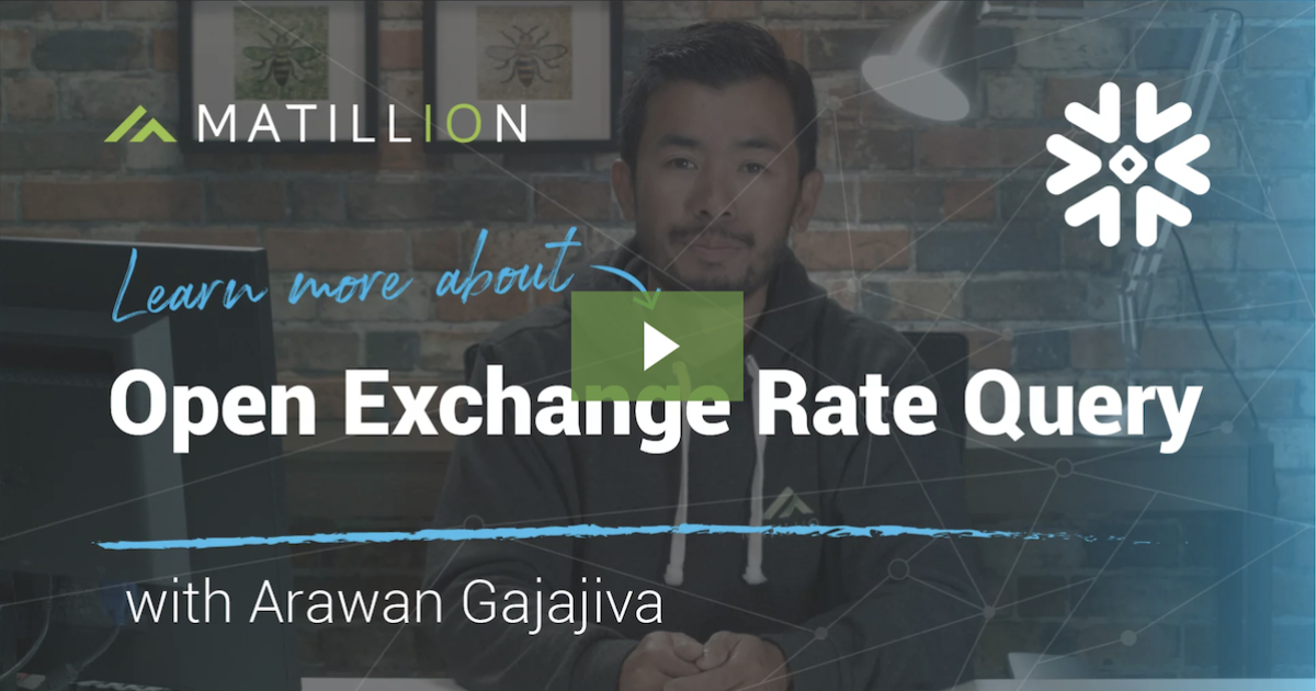 Using the Open Exchange Rates Query Component in Matillion ETL for…